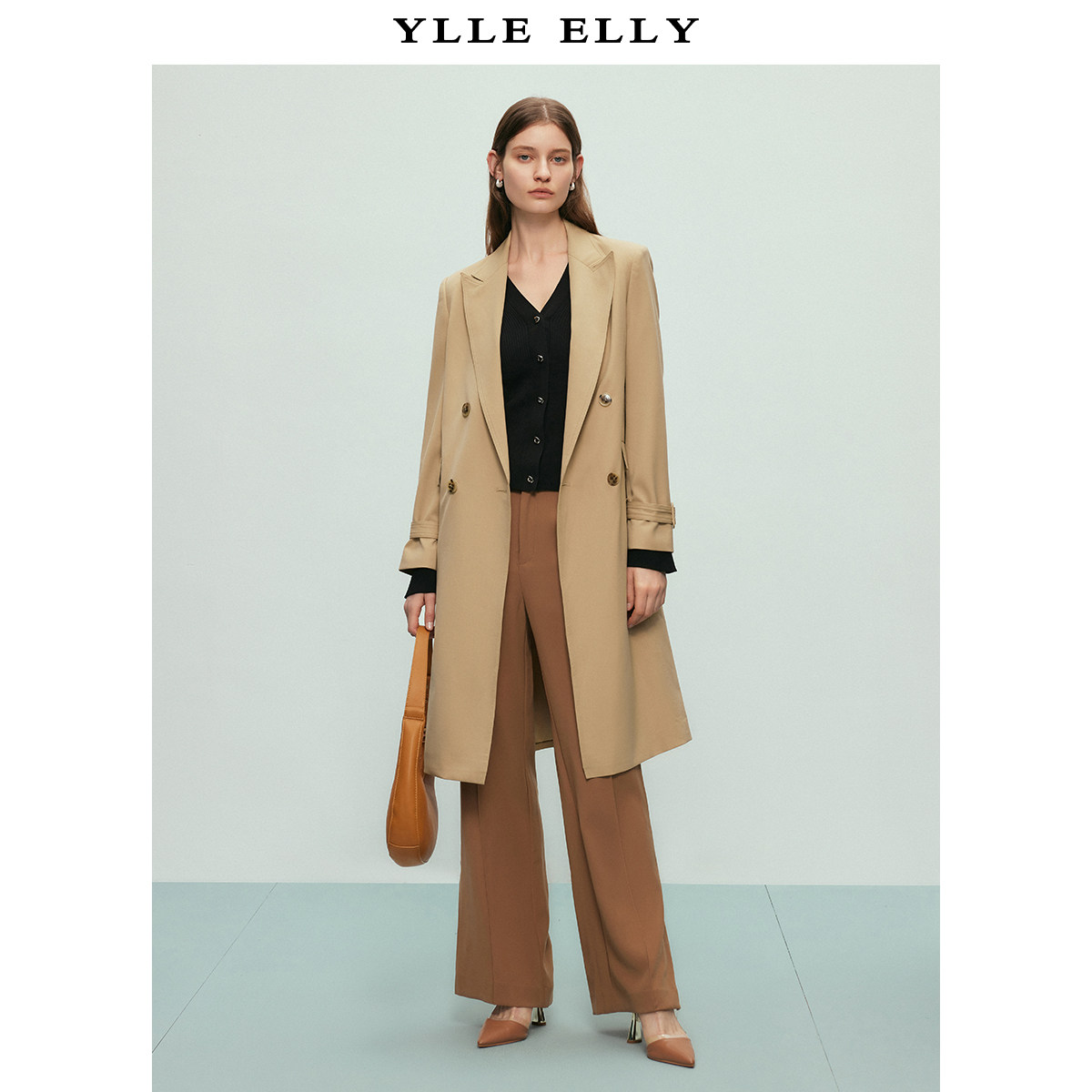 【粉丝专属】YLLE ELLY纯色气质风衣2025春季新款简约时尚