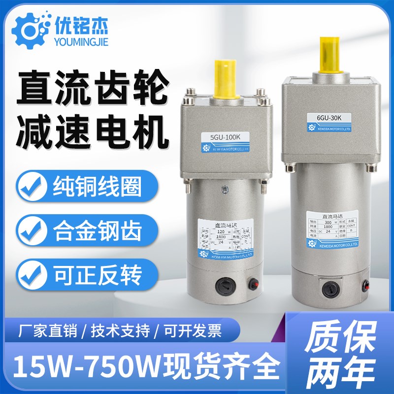 直流电机12V24V48V齿轮减速马达有刷大功率大扭矩可调速可正反转