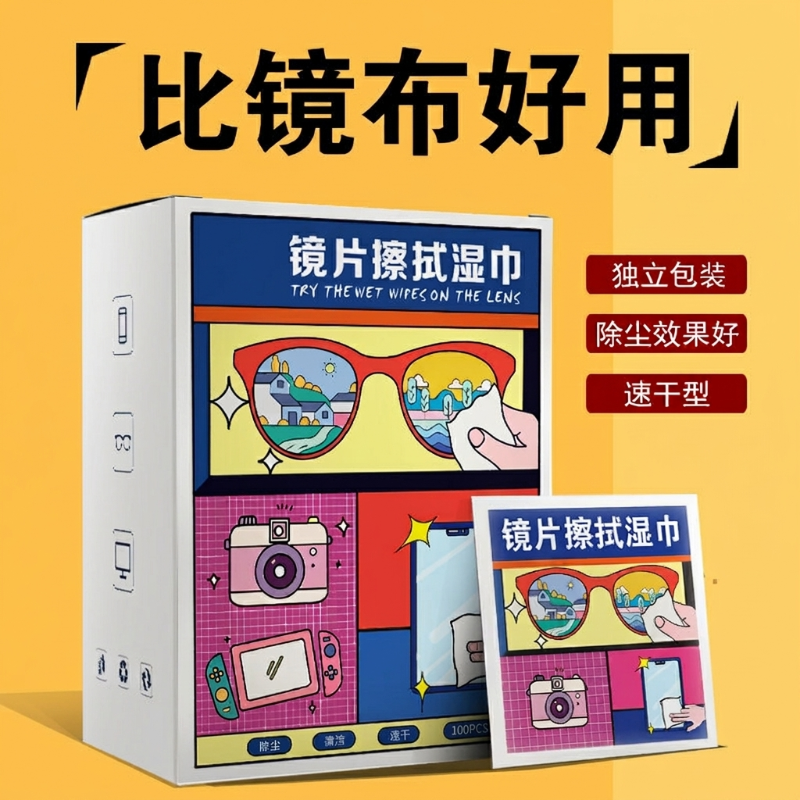 一次性眼镜布眼镜擦拭湿巾擦眼镜纸清洁眼镜手机电脑屏幕镜头清洁