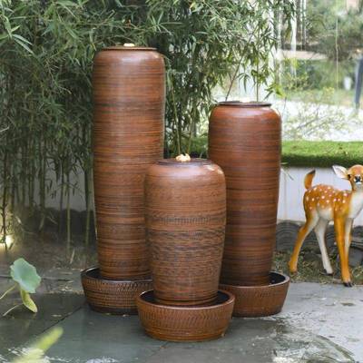 陶循环流水景观瓶喷泉加公湿瓷器玄关招RYR客厅司开业乔迁落地财