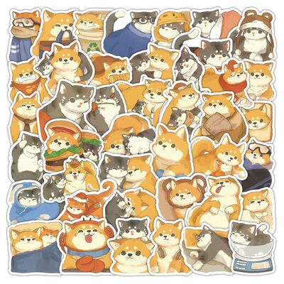 150张小狗阿柴与猫咪贴纸