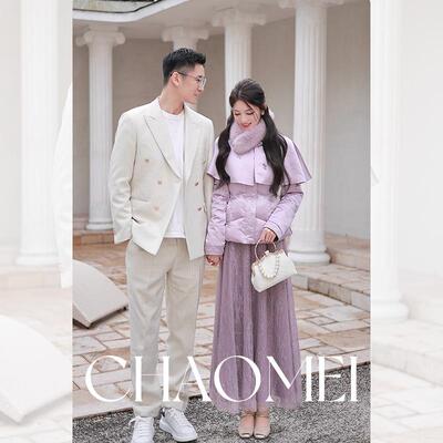 冯CHAOMEI紫气东来紫短款羽绒服