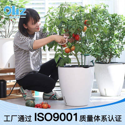 欧林泽厂家批发 大号种菜盆桶H黑白经典双层阳台种菜盆种植桶