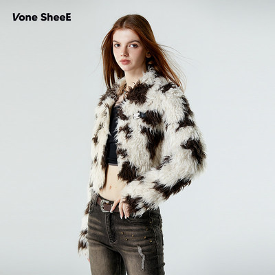 Vone SheeE 美式辣妹环保仿皮草毛毛外套短款女小个子2025秋冬女
