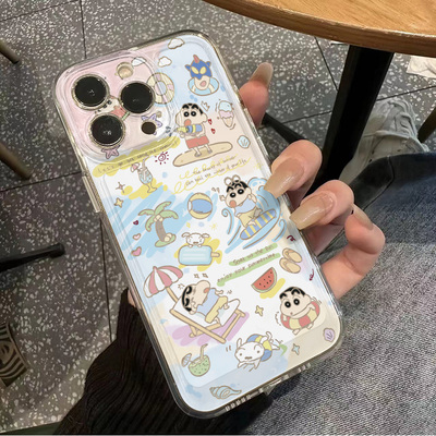 荣耀x80ProMax可爱iPhone17透明软苹果15适用14Plus椰树小新13卡通OPPOReno16手机壳一加ACE5少女心VIVOx300s
