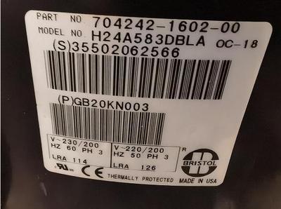 H24A583DBLA  3PH  200-230V/60HZ 200-220V /50Hz 活塞式压缩机