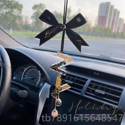 正品汽车用情后视镜车挂定车制英吊文字母挂件坠网红水晶内吊饰侣