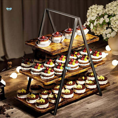 Wood 3 Tier Serving Tray Three Tiered CuPCake Stand,