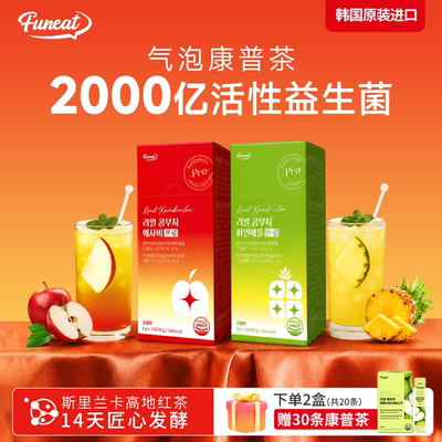 Funeat进口康普茶10条装益生菌维生素矿物质0糖0脂夏季气泡冲饮