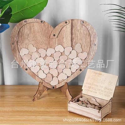 批发木质签到台席位卡摆件婚礼婚庆节庆布置装饰木制工艺品摆件