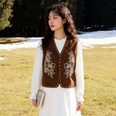 ROCOCO/洛可可2025秋新款复古刺绣马甲女民族风时尚百搭外搭背心
