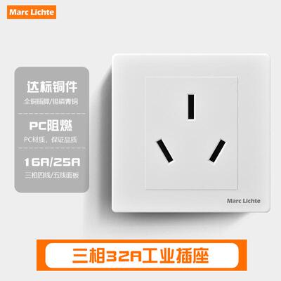 暗装86型大功率32A三孔插头+插座