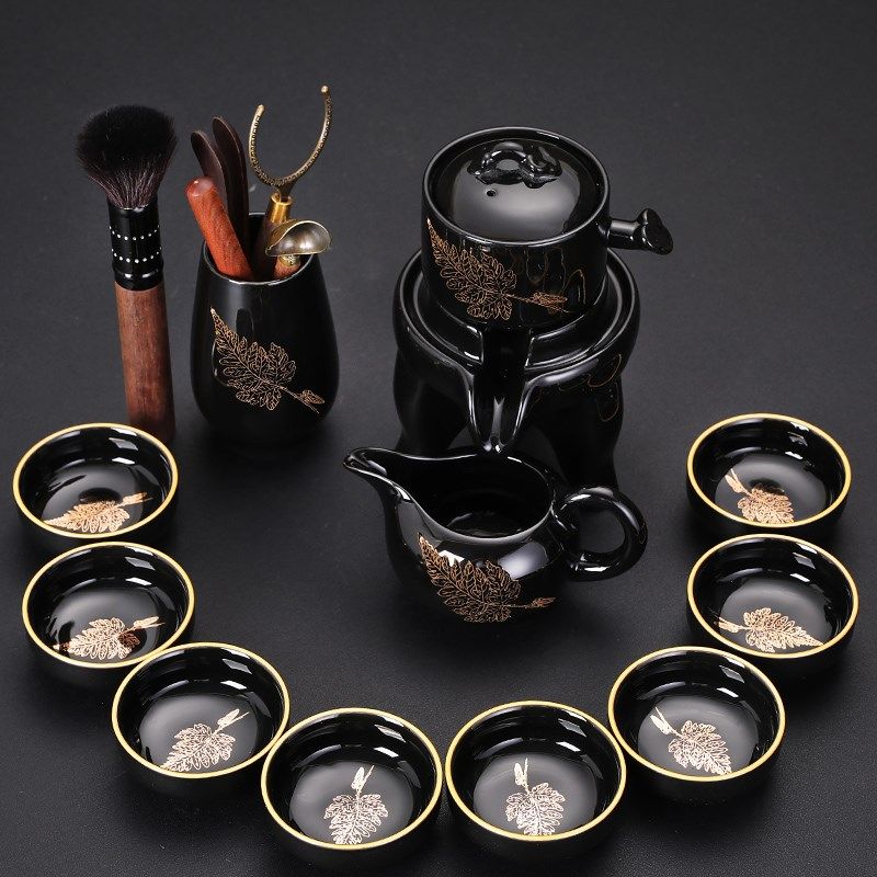 冲茶器懒人茶具套装家用客厅陶瓷石磨自动茶壶办公室功夫茶杯整套