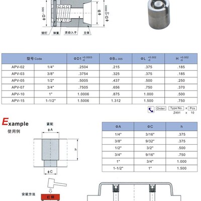 模具配件英制气顶APV-02;APV-03;APV-05;APV-07;APV-10;APV-15