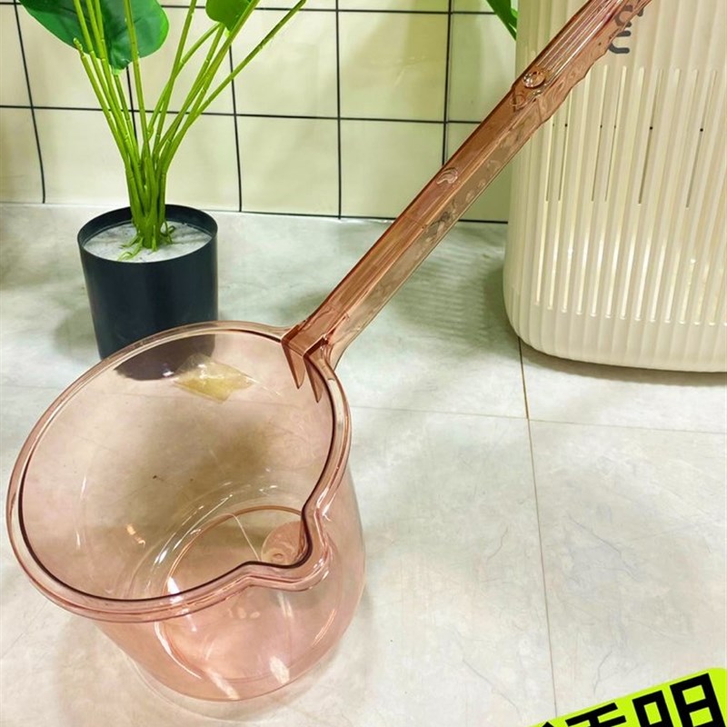 长柄水勺塑料加厚水舀厨房家用洗菜浇花水勺简约透明水瓢带嘴舀水