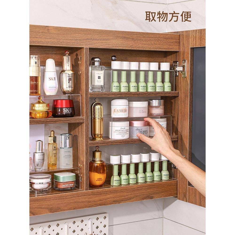镜柜品收纳盒卫间窄桌面亚克力多层化妆品置物生架护肤分隔小盒子