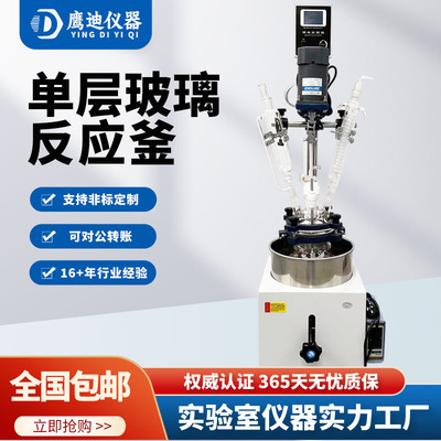 鹰迪 单层玻璃反应釜 F-1L 2L 3L 5L油浴锅加热反应器 电热套加热