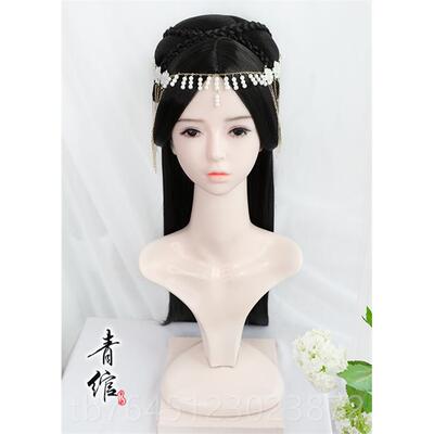 高档发古风汉服装OCS古假女 古代舞蹈发型造型襦裙少女汉服黑长直