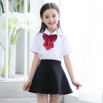 高档男童短袖白衬衫纯黑色短裤套装夏季儿童装衬西礼衣服装表演出