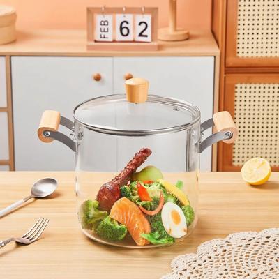 3500ML大容量高硼硅玻璃汤锅可电陶炉明火加热养生锅品质双耳