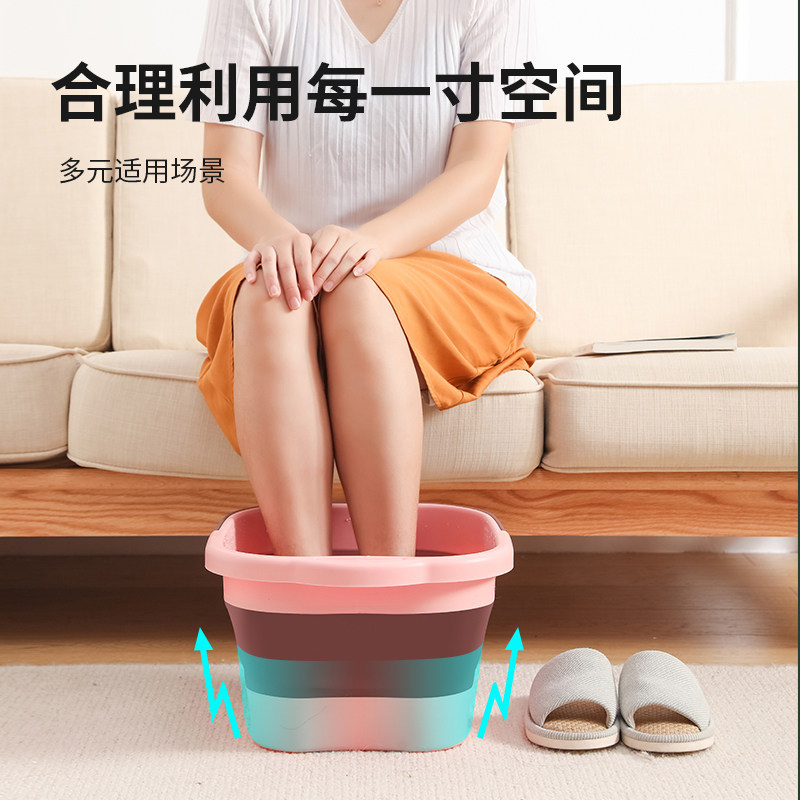 泡脚桶家用洗脚神器可折叠宿舍提手脚盆过小腿大号塑料桶足浴按摩