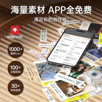 【团】爱墨拍立得标签机A30热转印标签打印机DIY高清字体mini白边