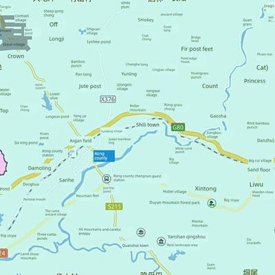 榆林市地图1.15米可折叠家庭高清办公室会议室书房新墙贴装饰画