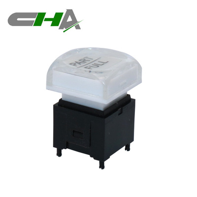 昭华供应C3035系列无声LED灯按键开关 方形水晶帽盖 菲林字符可选