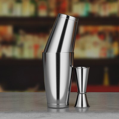 精选不锈钢波士顿摇酒壶手摇雪克杯shake鸡尾酒调酒器具入门套装