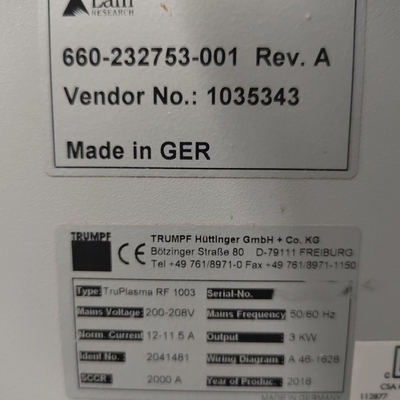 TRUMPF霍廷格TruPlasma RF 1003射频电源