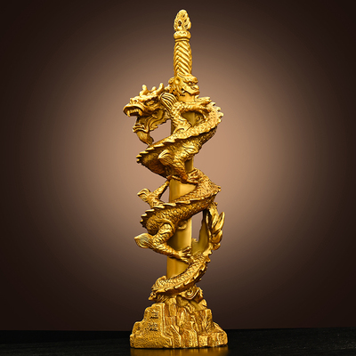 纯铜剑龙摆件龙金属蟠龙剑神龙宝剑家居客厅玄关办公室装饰品桌面