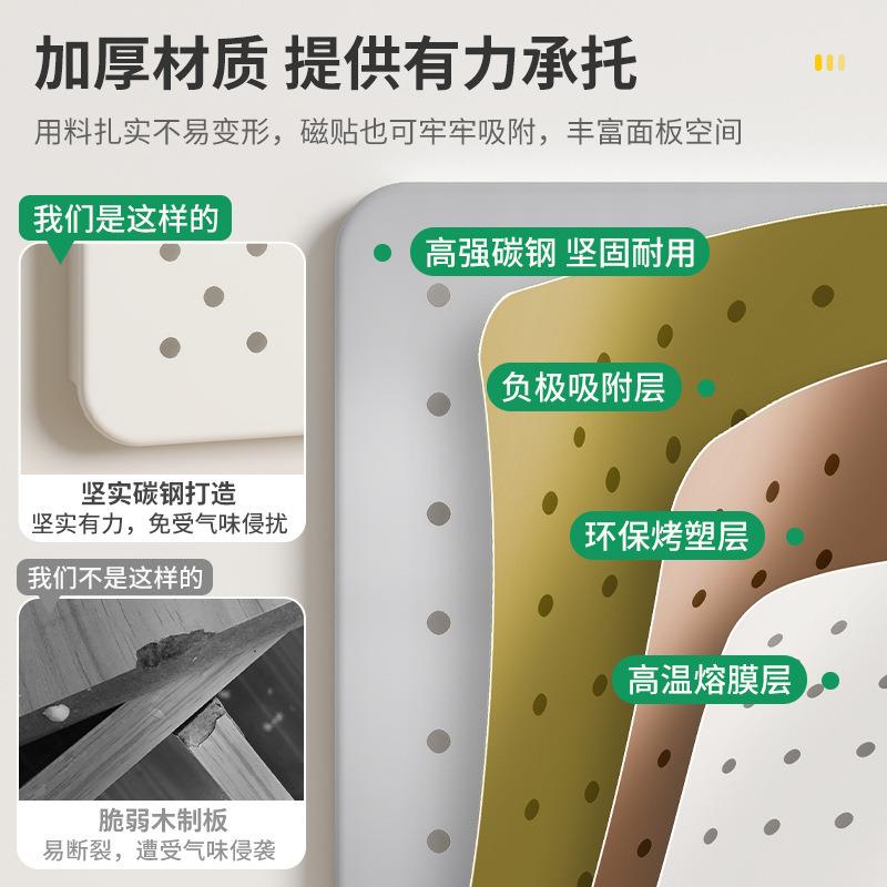 书桌洞洞板置物架墙面展示板磁吸金属免打孔收纳架子墙上挂板书架