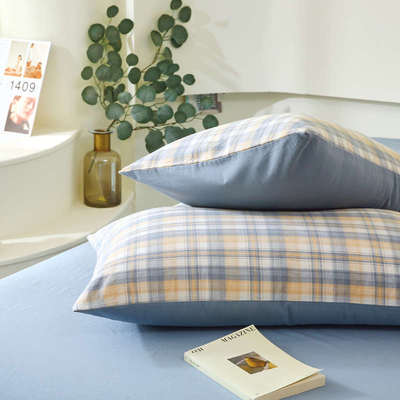 全棉水洗棉双拼枕套一对装家用48x74cm纯棉枕头单个人枕芯内胆套