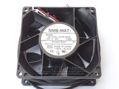 正品NMB 3615RL-04W-B59 9038 12V 1.9A  9厘米 3线大风量风扇