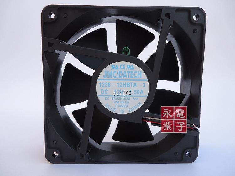 台湾 JMC 1238-12HBTA-3 12V 1.50A 12CM 12038 三线温控风扇