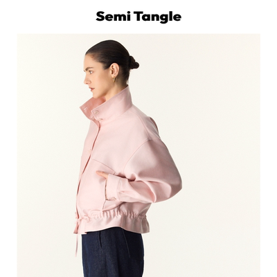 SemiTangle天丝羊毛抽绳短夹克