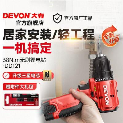 12V无刷手电钻电动螺丝批家用墙上手枪钻多功能电动工具DD121