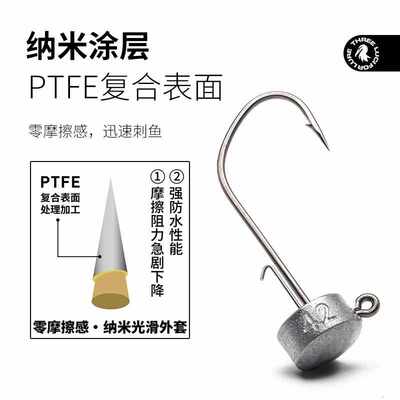 三只鸬鹚9875-NP加宽内德铅头钩超滑涂层特氟龙黑坑鲈鱼NED大钩门