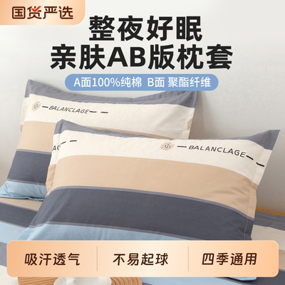 纯棉全棉枕套一对装家用枕头套