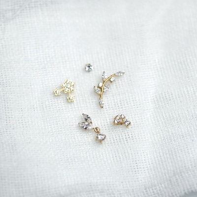 钛合金镀金系列16g锆石耳钉精致小巧吊坠耳骨耳窝钉防过敏百搭