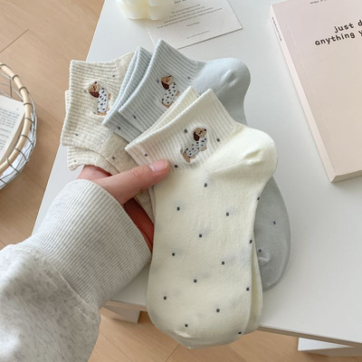 日系学院风腊肠狗提花女袜夏薄款透气棉袜船袜百搭休闲学生