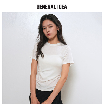 GENERAL IDEA BY BUMSUK 韩国正品 立体醋酸扭褶廓形修身短袖T恤