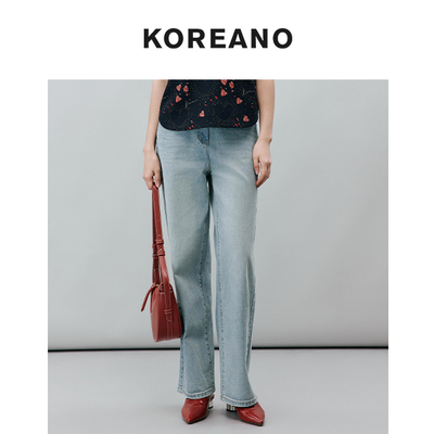 【KOREANO】夏季经典水洗蓝阔腿牛仔裤   KN6440(UN)G