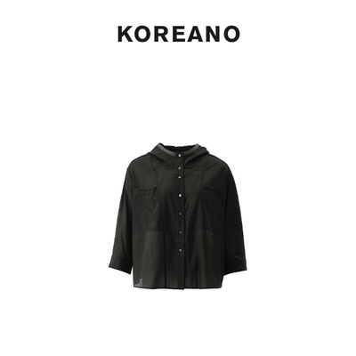 【KOREANO】夏季青苔烟色宽松酷感连帽衬衫  CW4946(JUN)
