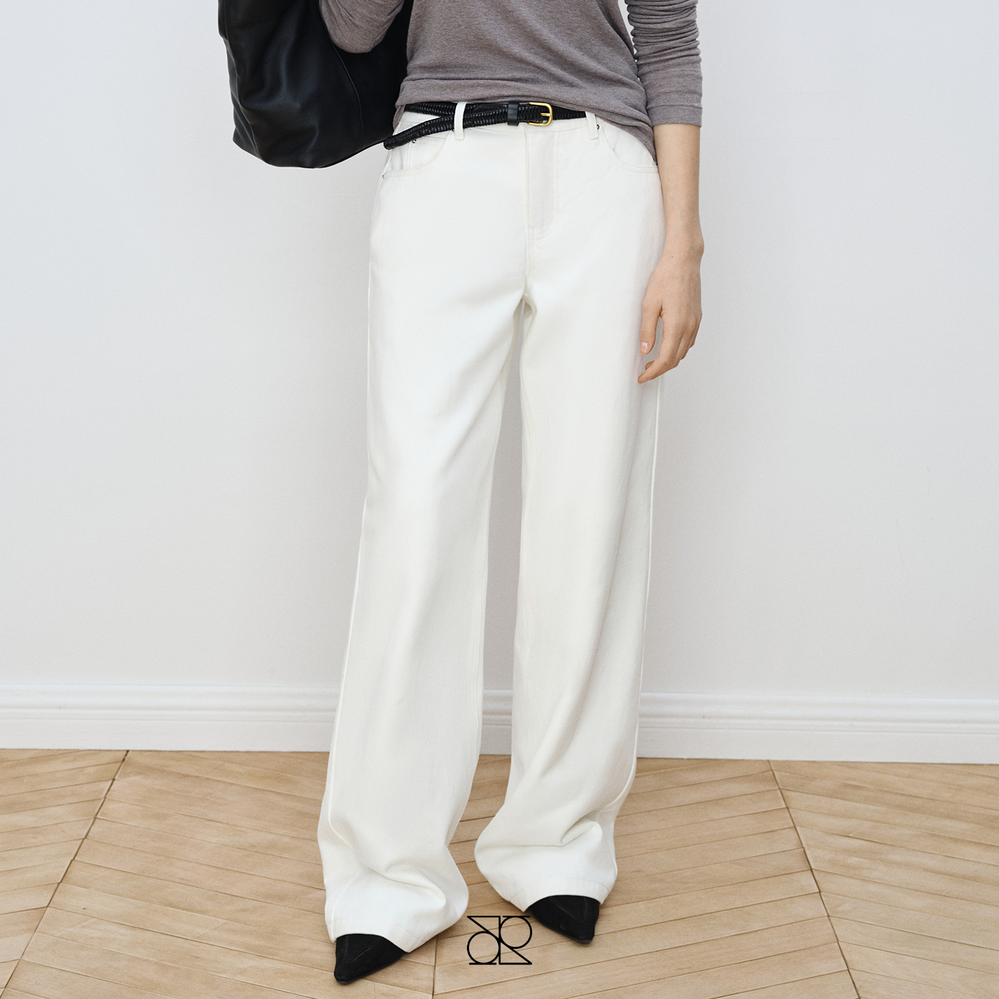 MAISON THER【25秋冬】重磅磨毛厚款夹棉牛仔裤牛仔棉裤静奢白ins