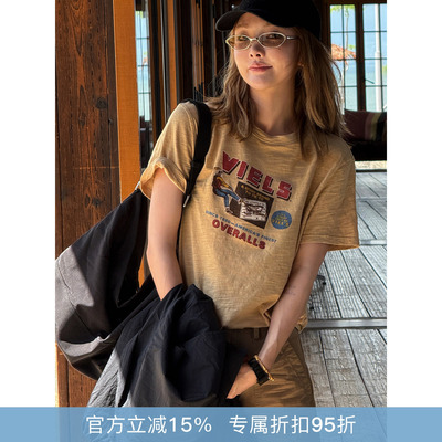 RHER STUDIO“100棉印花T”夏季新款宽松正肩圆领百搭显瘦短袖T26