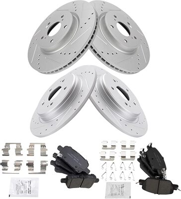 TRQ Front and Rear Performance Brake Pad & Rotor Kit Brake P