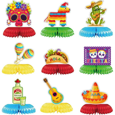 墨西哥亡灵节派对蜂窝摆件用品 muertos party装饰摆台桌面摆饰