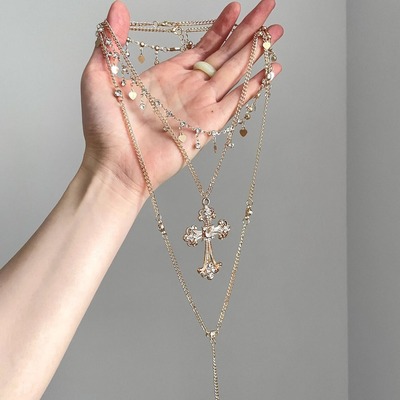 Vintage古着 Medieval golden cross项链