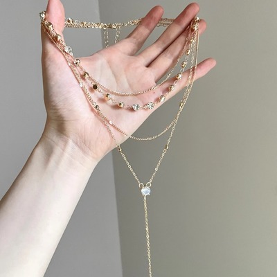 Vintage古着 Star zircon tassel项链